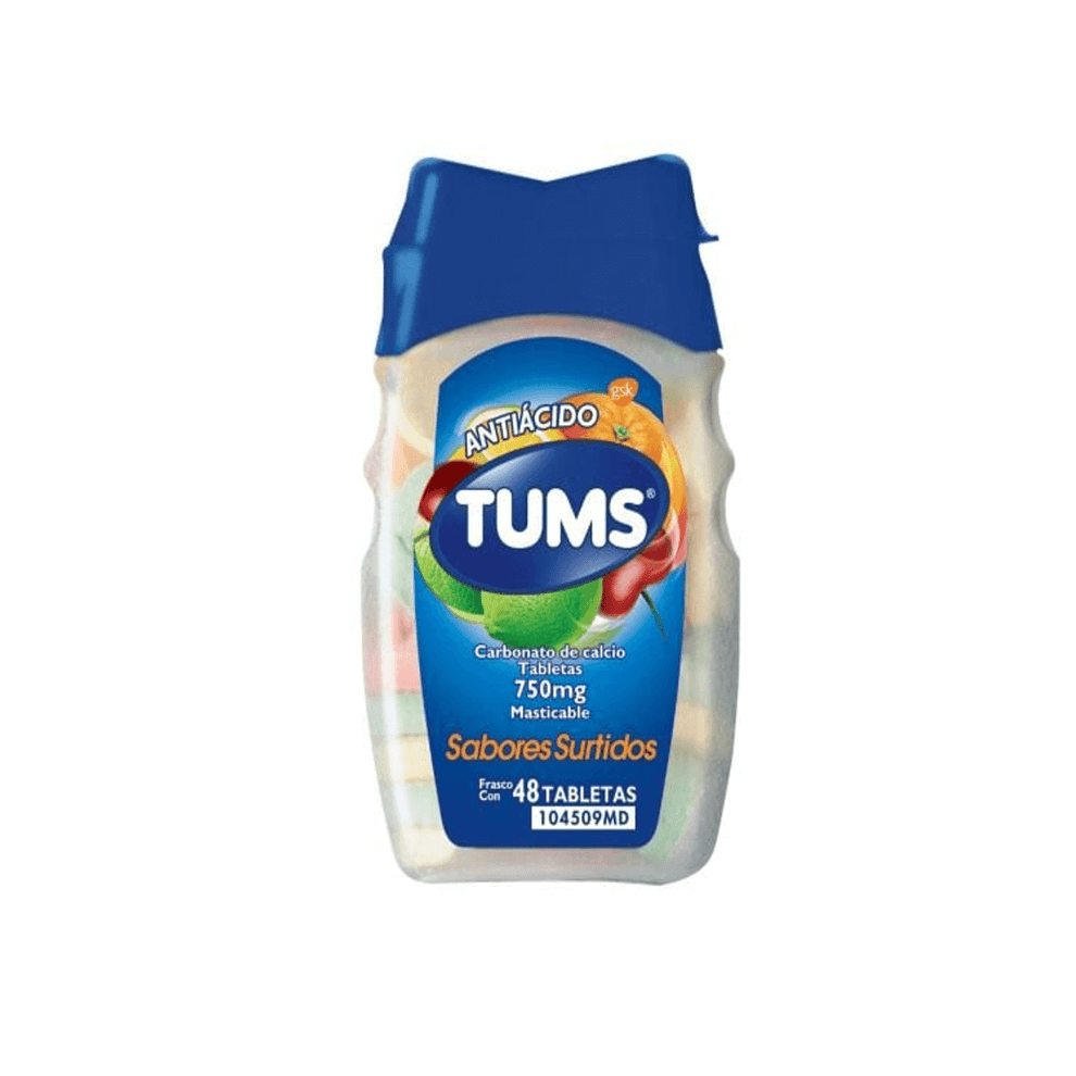 TUMS ANTIACIDO (CARBONATO DE CALCIO) TABLETAS 750 MG FRASCO C/48 – One ...